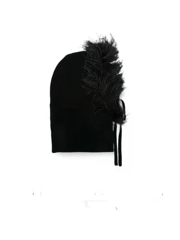 P.a.r.o.s.h Lestat Feather-trim Knitted Beanie Hat