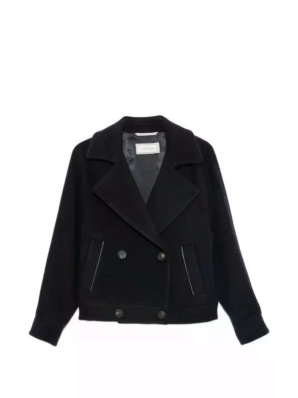 Peserico Double-breasted Wool Coat - Blue