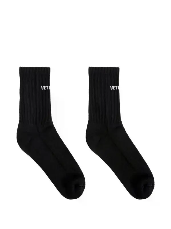 Vetements Logo-intarsia Socks - Black