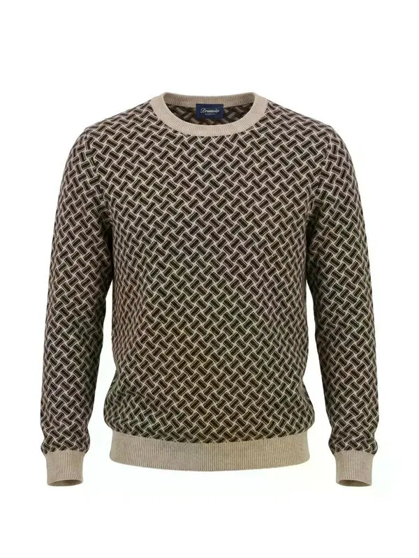 DRUMOHR Razor Blade Geometric Pattern Crew Neck Sweater