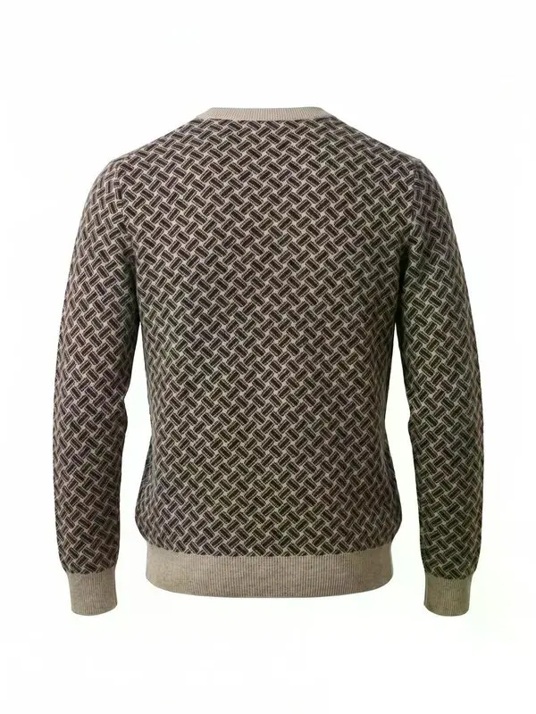 DRUMOHR Razor Blade Geometric Pattern Crew Neck Sweater
