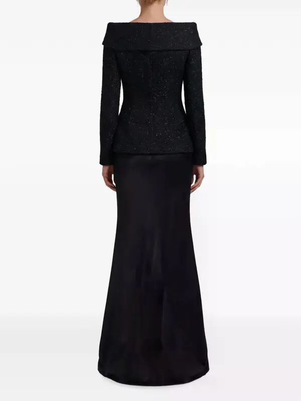 SELF-PORTRAIT Metallic Bouclé Satin Maxi Dress
