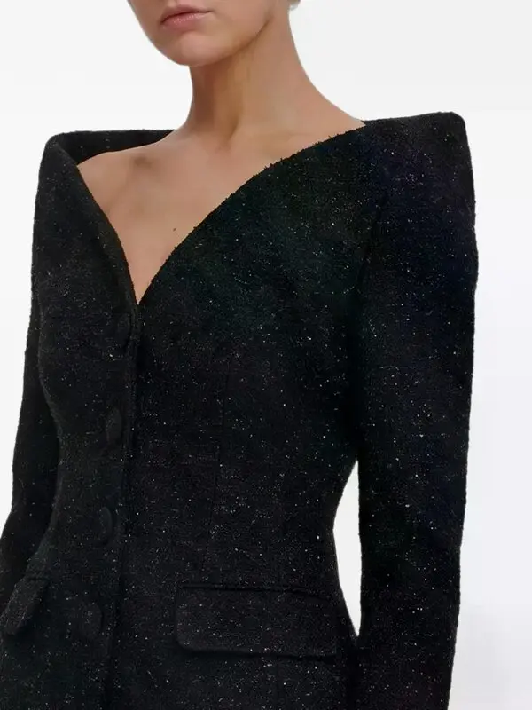 SELF-PORTRAIT Metallic Bouclé Satin Maxi Dress