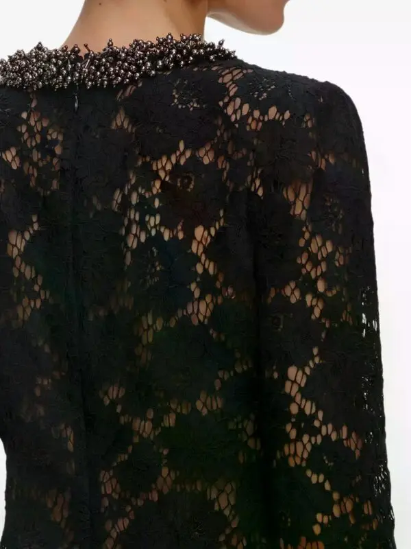 SELF-PORTRAIT Lace Long-sleeve Mini Dress