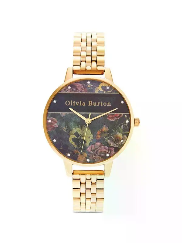 OLIVIA BURTON Floral-print Dial 34mm Watch - Blue