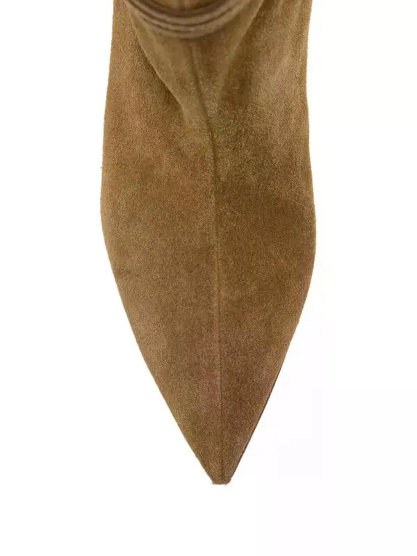 ODISSI Suede Wedge Boots With Bow Detailing - Brown