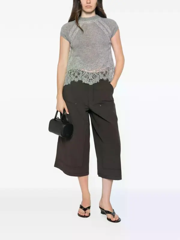 Ermanno Scervino Lace-trim Knitted Top - Grey