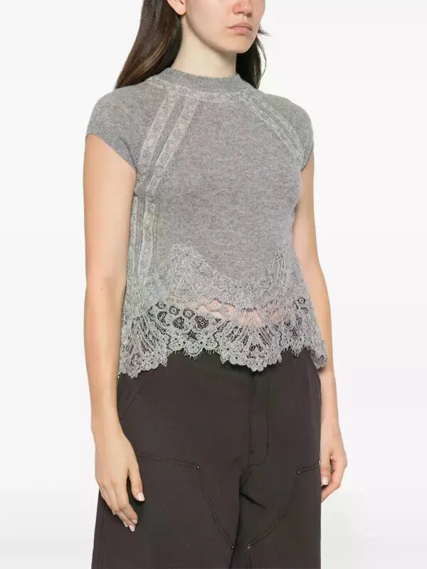 Ermanno Scervino Lace-trimmed Knitted Top
