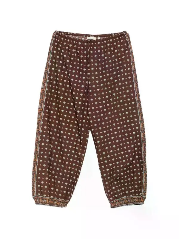 DÔEN Yarrow Tapered Trousers With Shell Print - Brown