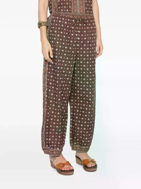 DÔEN Yarrow Tapered Trousers With Shell Print - Brown