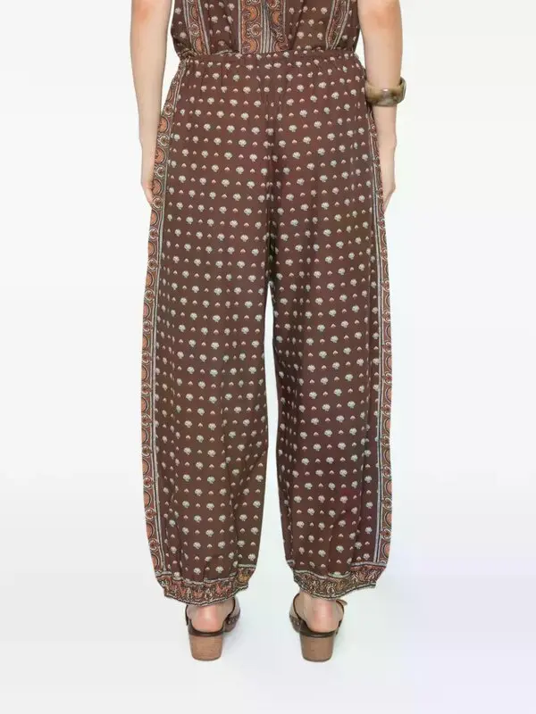 DÔEN Yarrow Tapered Trousers With Shell Print - Brown