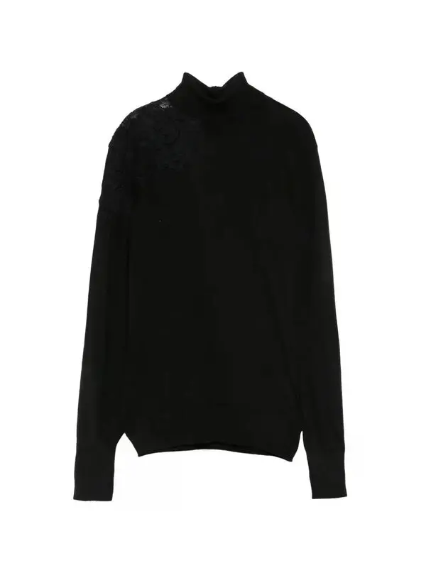 Ermanno Scervino Lace-panel Turtleneck Sweater - Black
