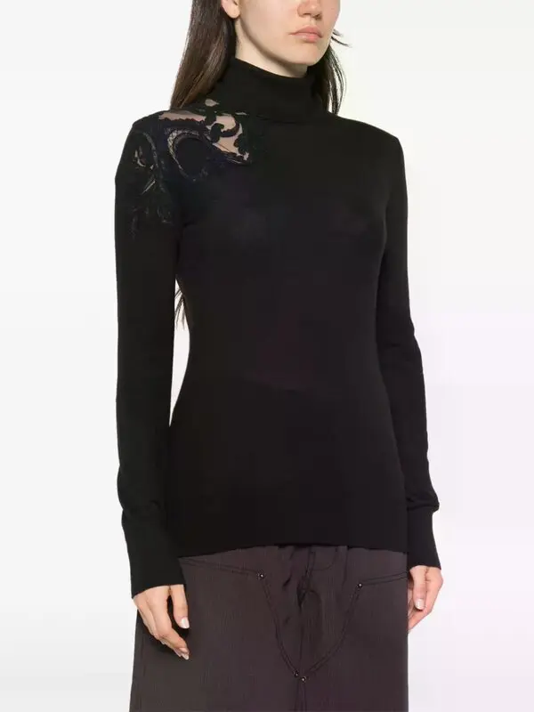 Ermanno Scervino Lace-panel Turtleneck Sweater