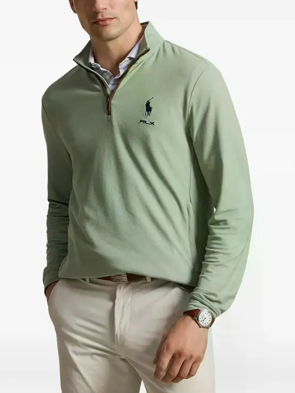 Rlx Ralph Lauren Logo Embroidered Quarter-zip Sweater