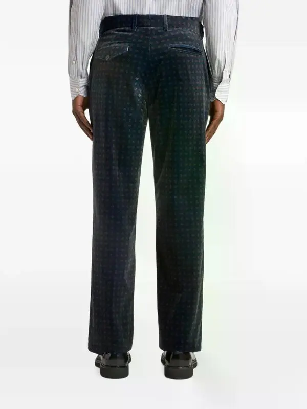 Etro Straight-leg Cotton Velvet Trousers With Tie Motif - Blue