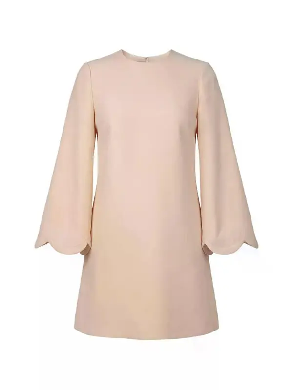 Valentino Garavani Scalloped-edge Flared-sleeve Mini Dress - Neutrals