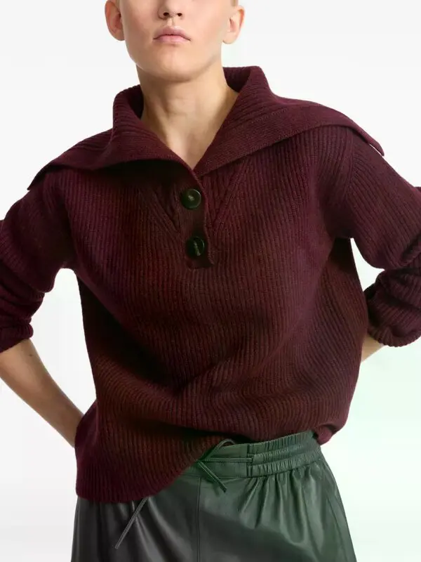 YVES SALOMON Buttoned Sailor-collar Sweater