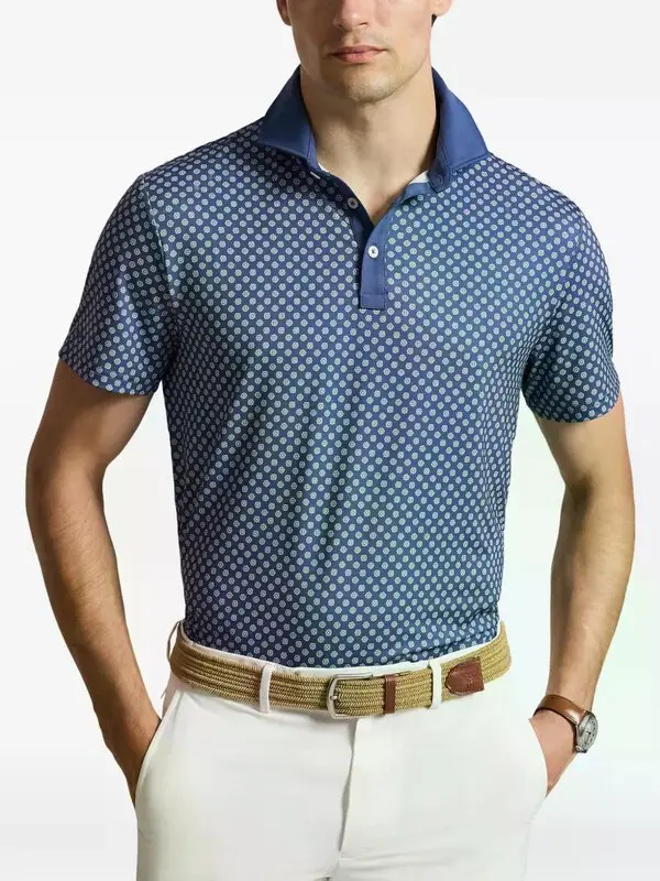 Rlx Ralph Lauren Geometric-print Polo Shirt - Blue