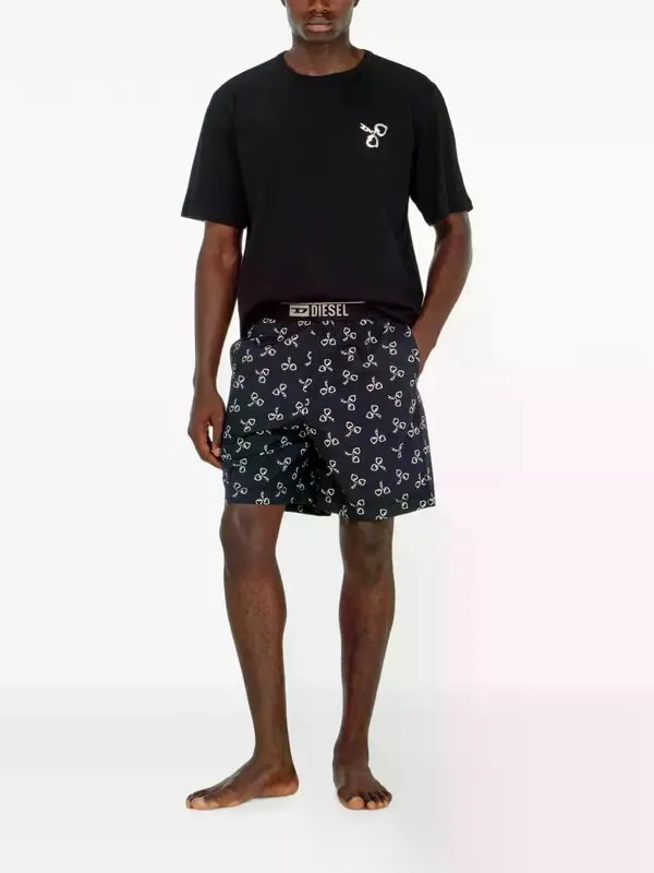 DIESEL® Cotton Pyjama Set With Handcuff Print