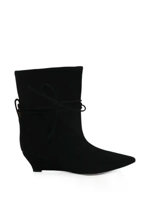 ODISSI Bow-detail Wedge-heel Boots - Black