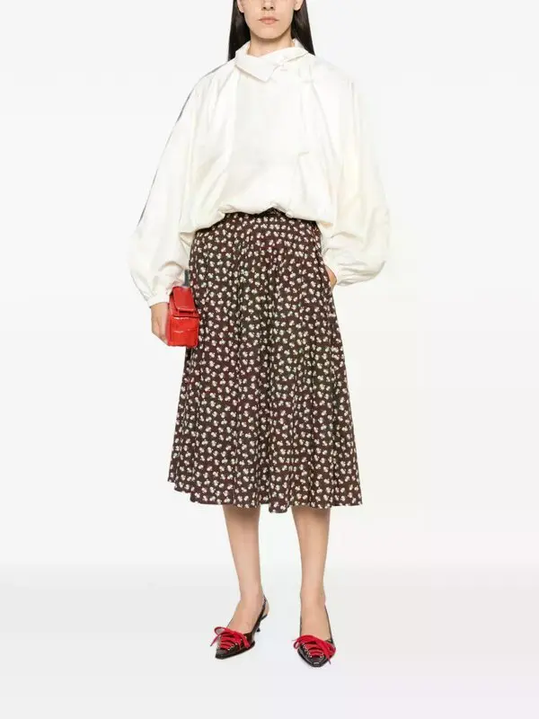 MSGM Floral-print Pleated Midi Skirt