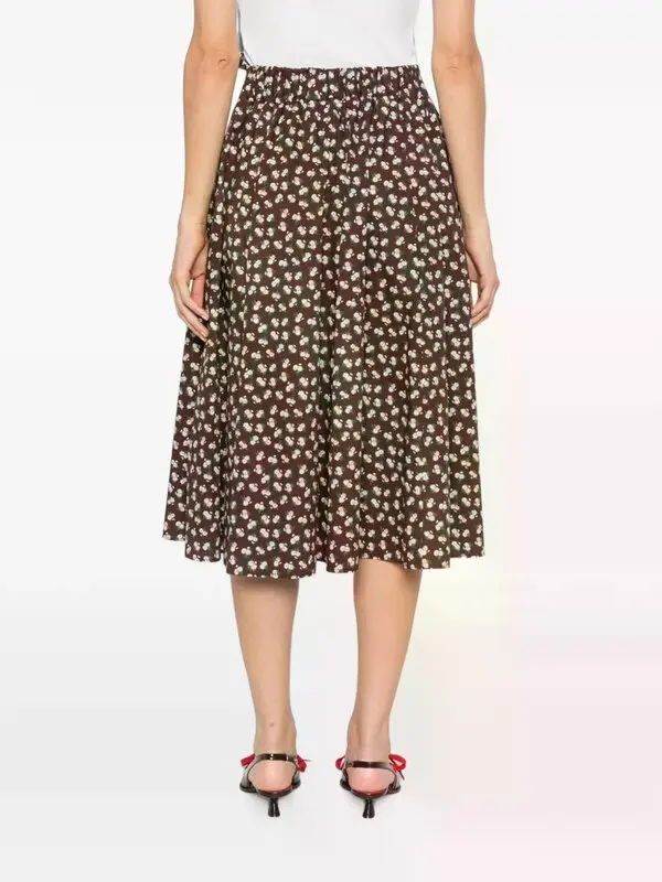 MSGM Floral-print Pleated Midi Skirt