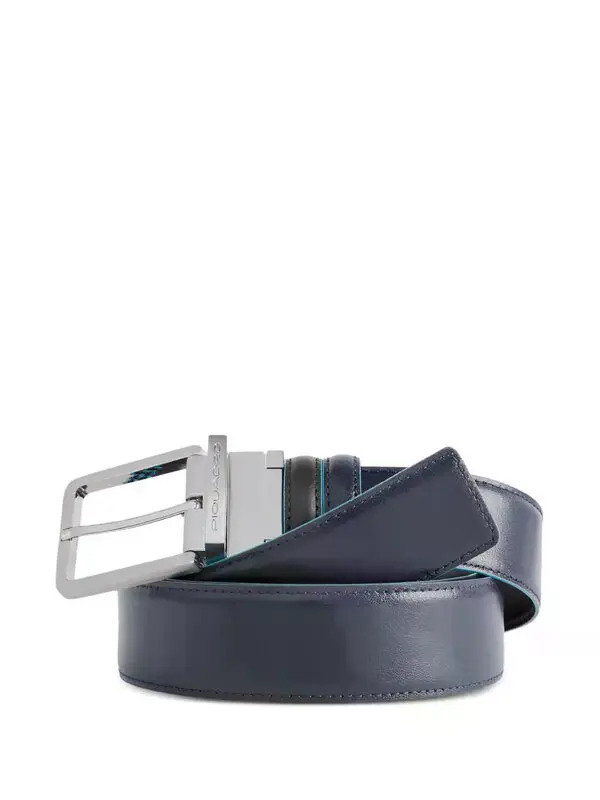 PIQUADRO Logo-engraved Buckle Leather Belt - Blue