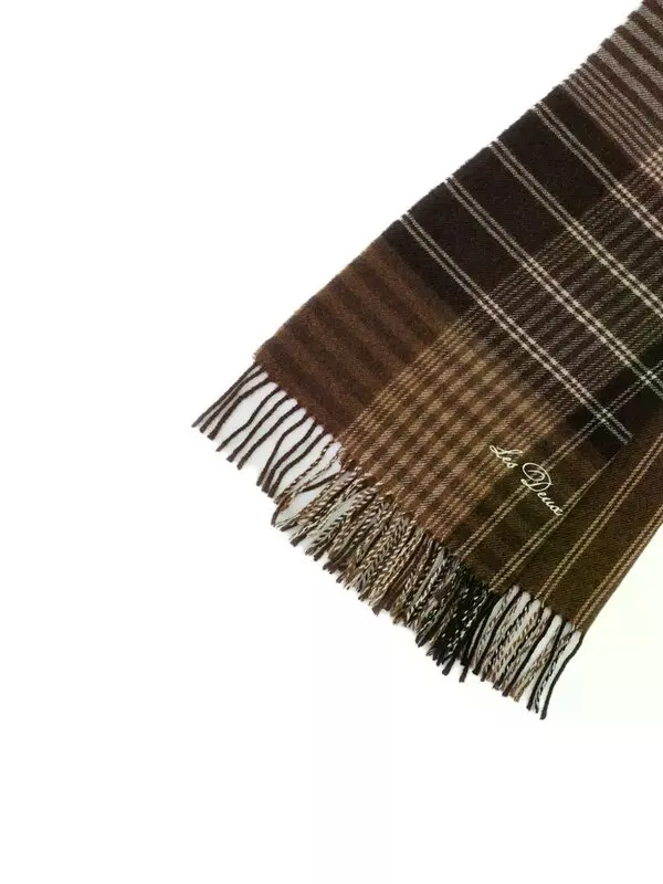 LES DEUX Check Fringed Scarf - Brown