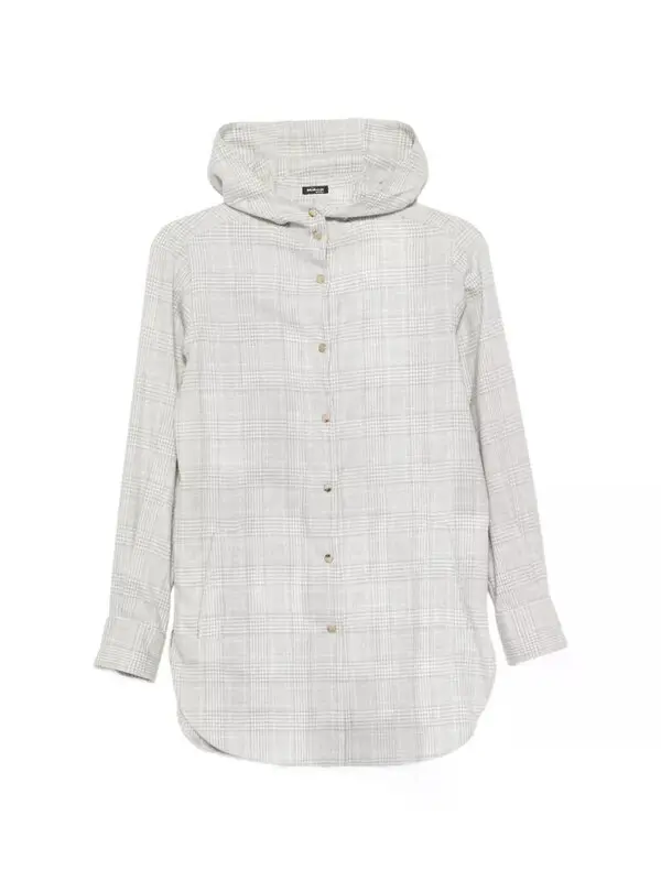 Kiton Prince Of Wales Check Hooded Shirt - Grey