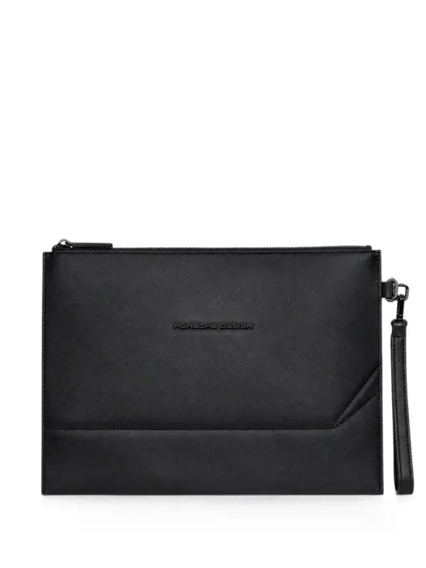 PIQUADRO Logo-plaque Wristlet Clutch Bag - Black