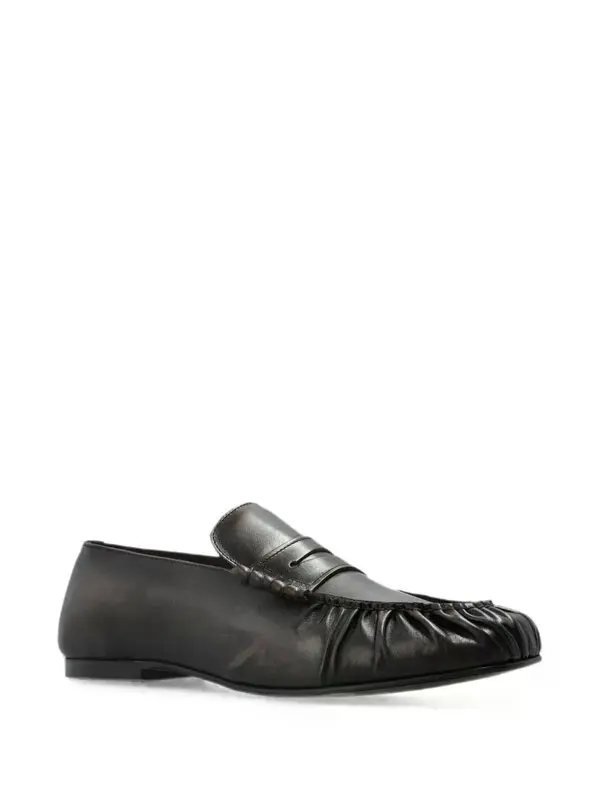 ALOHAS Aven Ruched Leather Loafers