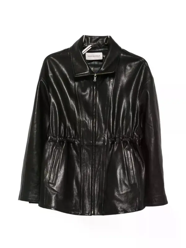 Nour Hammour Drawstring-waist Leather Jacket