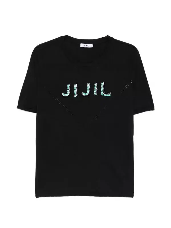 JIJIL Sequin-logo T-shirt