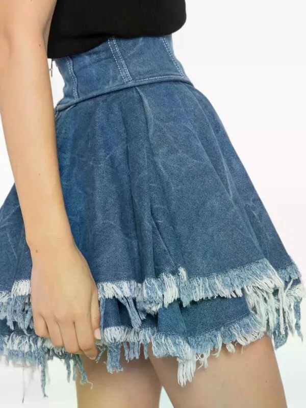 Versace Layered Frayed-edge Denim Skirt