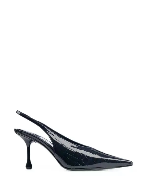 JIMMY CHOO Shiny Croc-embossed Leather Slingback Pumps