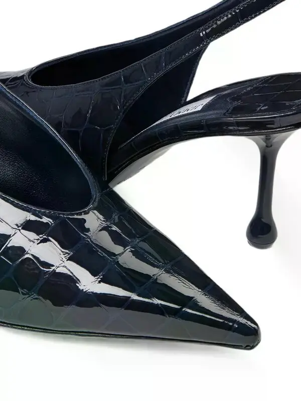 JIMMY CHOO Shiny Croc-embossed Leather Slingback Pumps