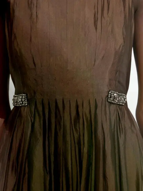 Max Mara Crystal-embellished Pleated Midi Dress