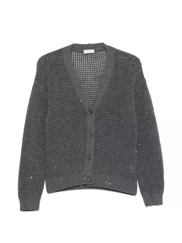 Peserico Sequin Embellished V-neck Cardigan - Grey