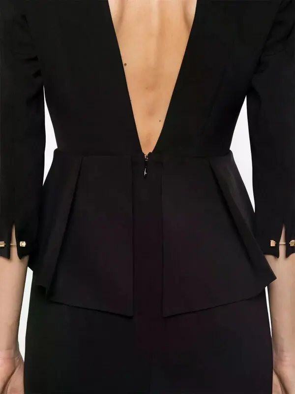 Elisabetta Franchi Peplum Waist Shawl-lapel Dress
