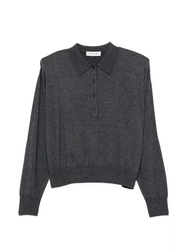 THE FRANKIE SHOP Padded Shoulder Polo Top - Grey