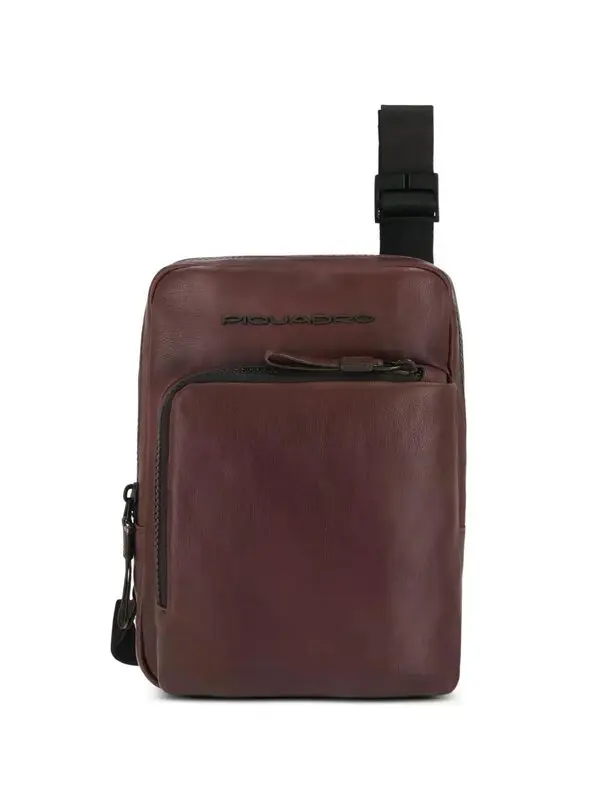 PIQUADRO Logo-embossed Leather Messenger Bag