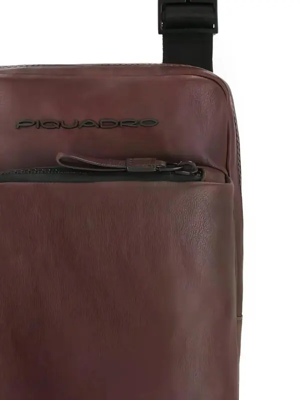 PIQUADRO Logo-embossed Leather Messenger Bag