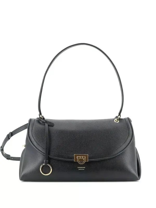 FERRAGAMO Gancini Pebbled-leather Shoulder Bag