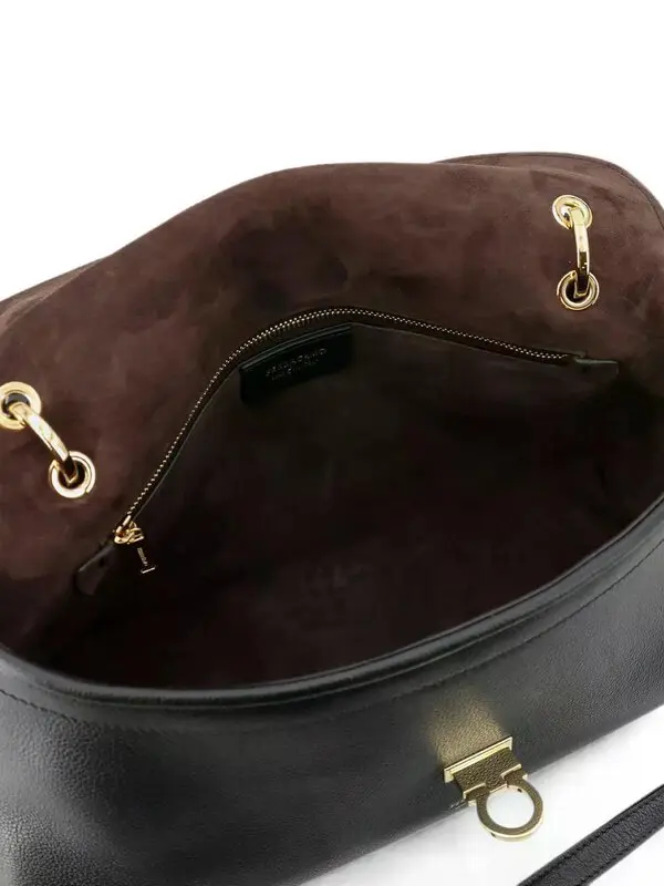 FERRAGAMO Gancini Pebbled-leather Shoulder Bag