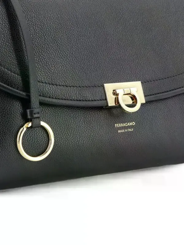 FERRAGAMO Gancini Pebbled-leather Shoulder Bag