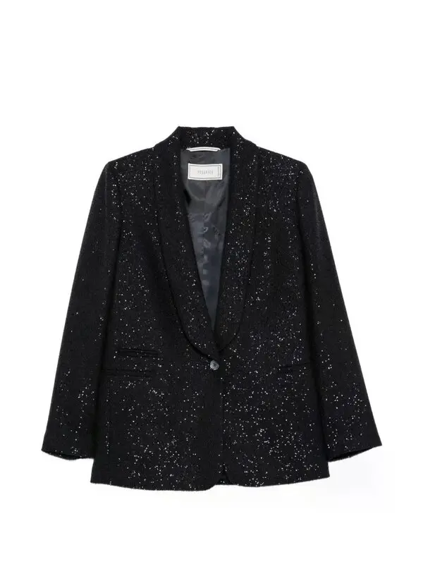 Peserico Embellished Shawl Lapel Blazer - Black