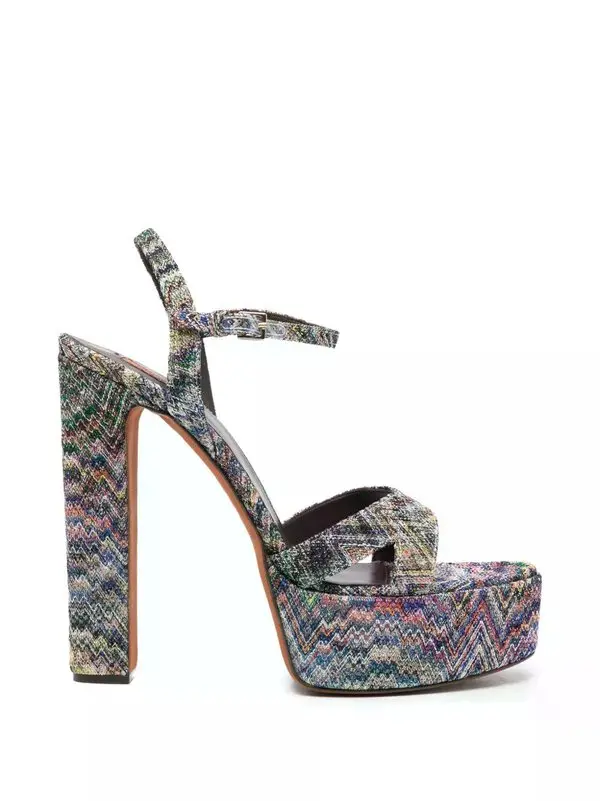 Missoni Zigzag-knit Heeled Sandals - Blue