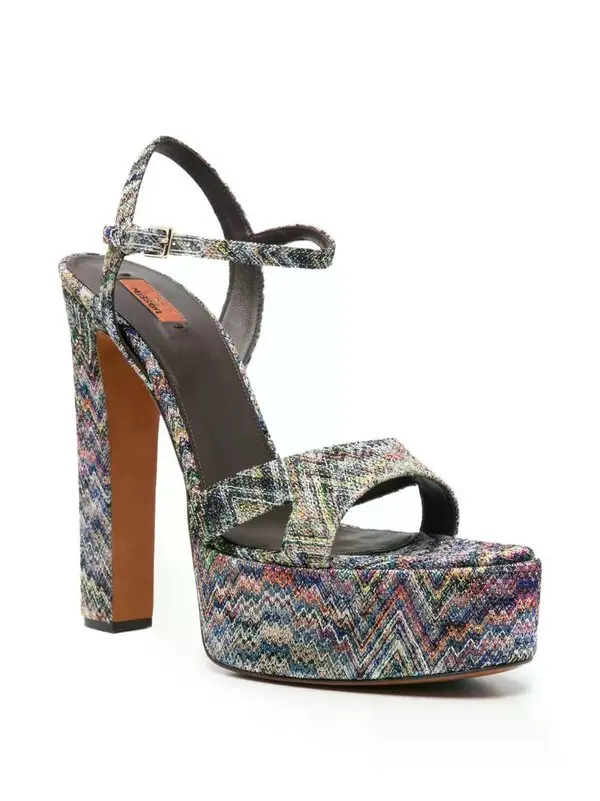 Missoni Zigzag-knit Heeled Sandals - Blue