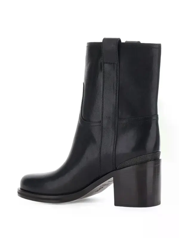 Brunello Cucinelli Monili-chain Leather Ankle Boots