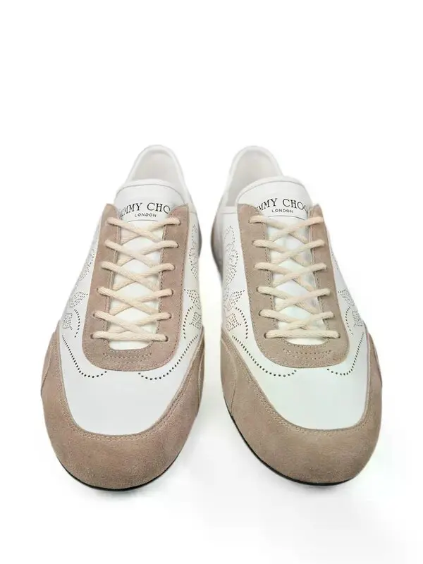 JIMMY CHOO Rose Motif Perforated Suede Sneakers